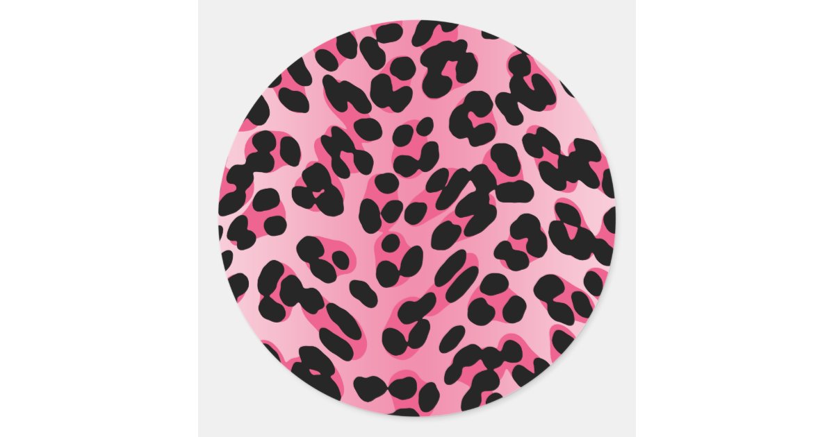 Retro Pink Leopard Print Classic Round Sticker | Zazzle