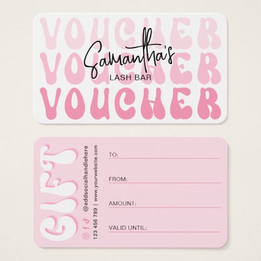 Retro Pink Modern Beauty Bar Lash Salon Gift Card | Zazzle