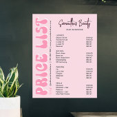 Retro Pink Modern Lash Salon Price List Poster | Zazzle