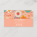 Retro Pink Orange Groovy Floral Boho Girly Trendy Business Card | Zazzle