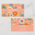 Retro Pink Orange Groovy Floral Boho Girly Trendy Business Card | Zazzle