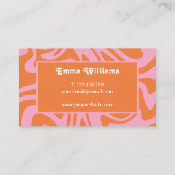 Retro Pink Orange Modern Business Card | Zazzle