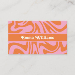 Retro Pink Orange Modern Business Card | Zazzle