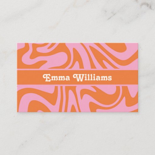 Retro Pink Orange Modern Business Card | Zazzle