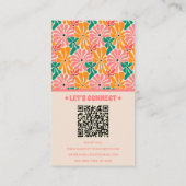 Retro Pink Orange QR Code Groovy Floral Trendy Business Card | Zazzle