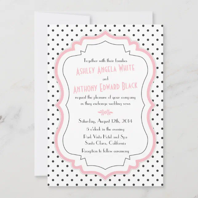 Retro Pink Polka Dots 1950s Wedding Invitation | Zazzle