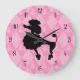 Retro Pink Poodle Large Clock | Zazzle