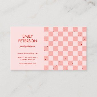 Retro Pink Red Checkered Business Card | Zazzle