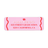 Retro pink red curve squiggle wavy graduation label | Zazzle