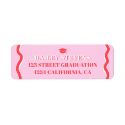Retro pink red curve squiggle wavy graduation label | Zazzle