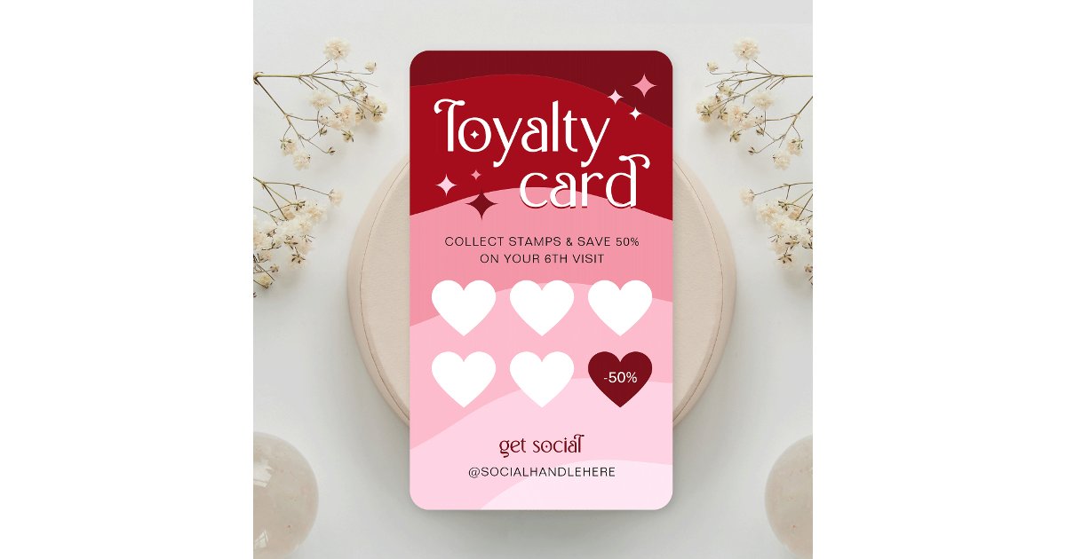 Retro Pink & Red Trendy Logo Nail Spa Salon Loyalty Card | Zazzle