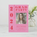 Retro Pink Red Typography Photo Graduation Party Invitation | Zazzle
