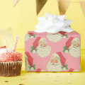 Retro Pink Santa Claus Christmas Wrapping Paper | Zazzle