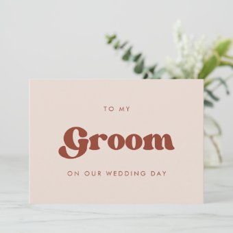 Retro Pink To my Groom on our wedding day card | Zazzle