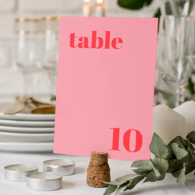 Retro Pink Trendy Wedding Table Number | Zazzle