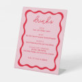 Retro Pink Wavy Border Drinks Menu Pedestal Sign | Zazzle