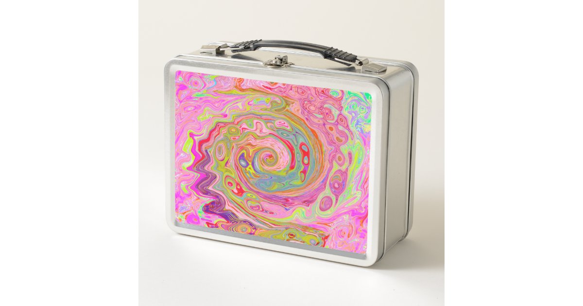 Retro Pink, Yellow and Magenta Abstract Groovy Art Metal Lunch Box | Zazzle