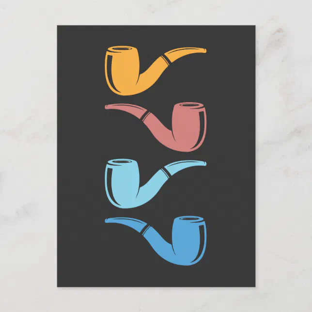 Retro Pipe Smoking Colorful Pipes Smoker Postcard | Zazzle