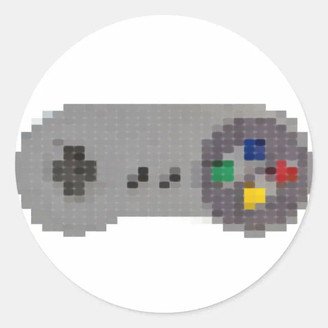 Retro Pixel SNES Controller Classic Round Sticker | Zazzle