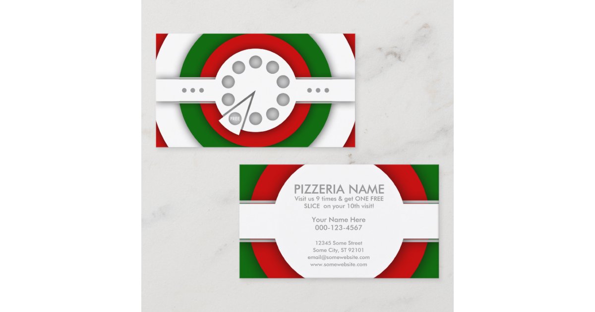 retro PIZZA loyalty stamp card | Zazzle