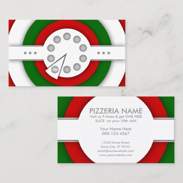 retro PIZZA loyalty stamp card | Zazzle