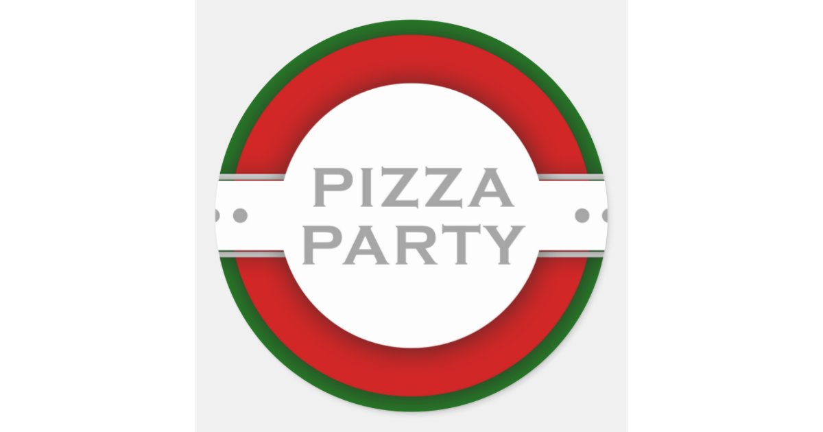 retro PIZZA party Classic Round Sticker | Zazzle