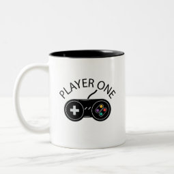 Retro Player One Gaming Controller Two-Tone Coffee Mug | Zazzle