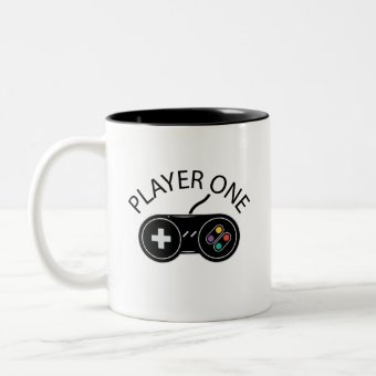 Retro Player One Gaming Controller Two-Tone Coffee Mug | Zazzle