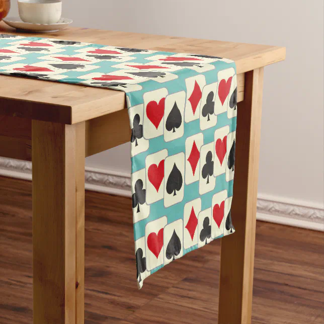 Retro Playing Cards Quartet Aqua Short Table Runner | Zazzle