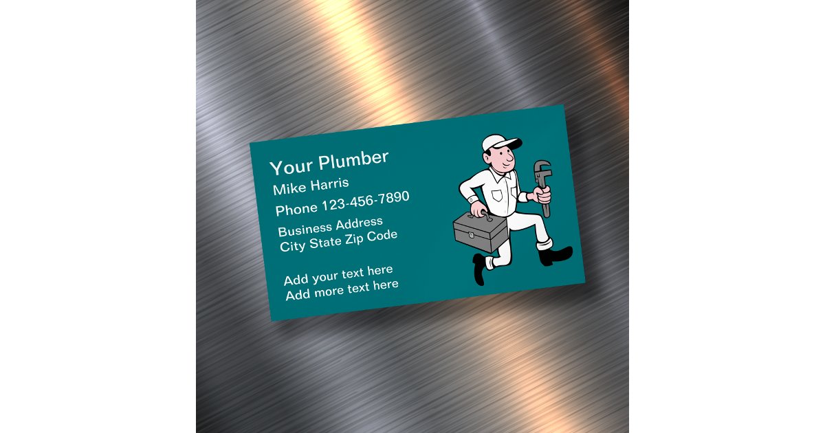 Retro Plumber Plumbing Business Card Magnets | Zazzle