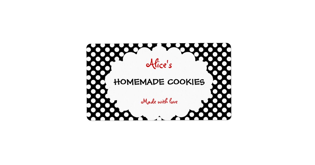 Retro Polka Dot Personalized Homemade Cookies Label | Zazzle
