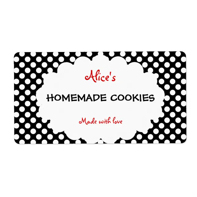 Retro Polka Dot Personalized Homemade Cookies Label | Zazzle