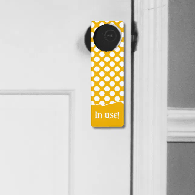 Retro Polka Dot White & Yellow In use! Door Hanger | Zazzle