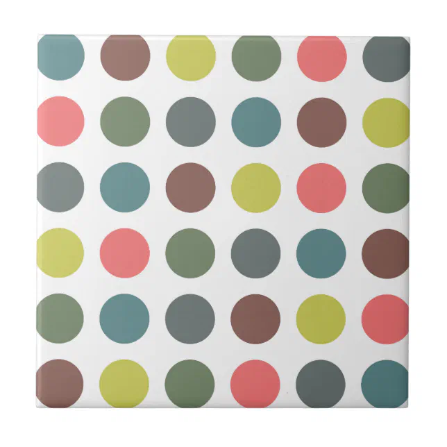 retro polka dots ceramic tile | Zazzle