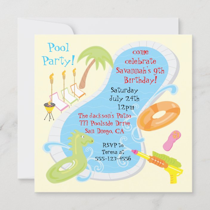 Retro Pool Party Invitations | Zazzle.com