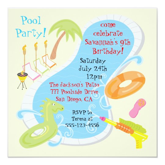 Retro Pool Party Invitations | Zazzle.com