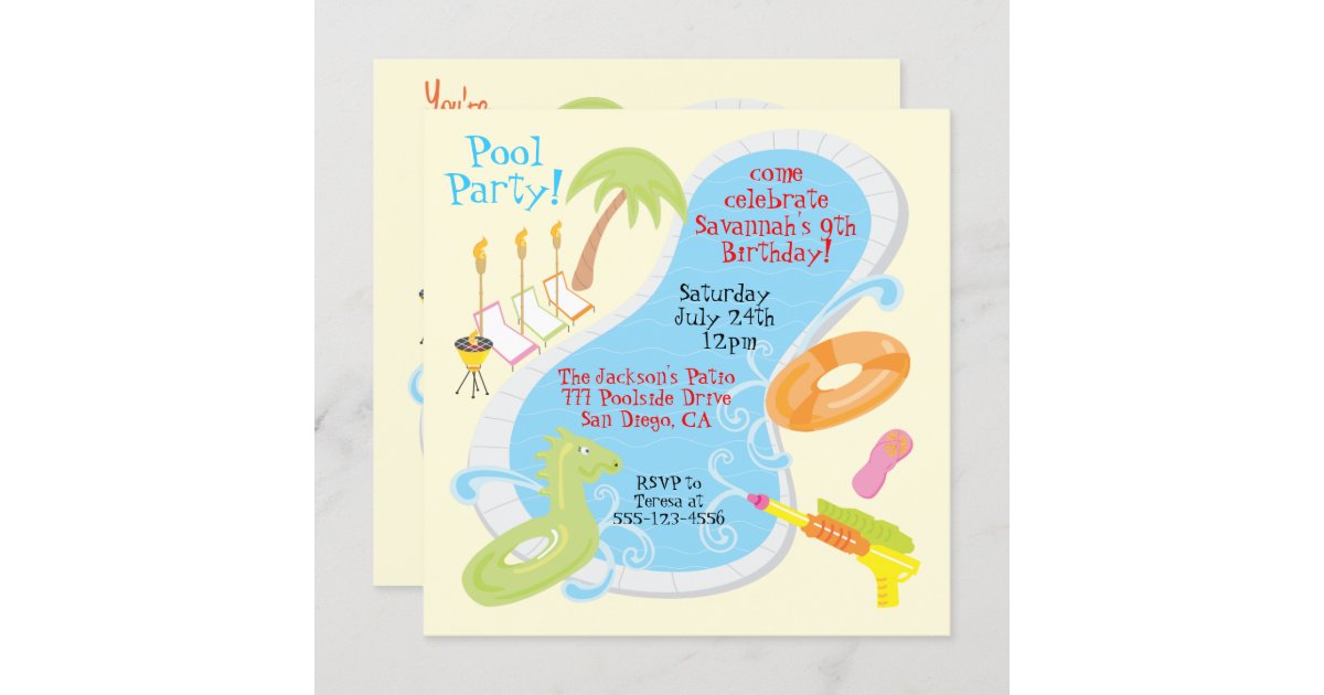 Retro Pool Party Invitations | Zazzle