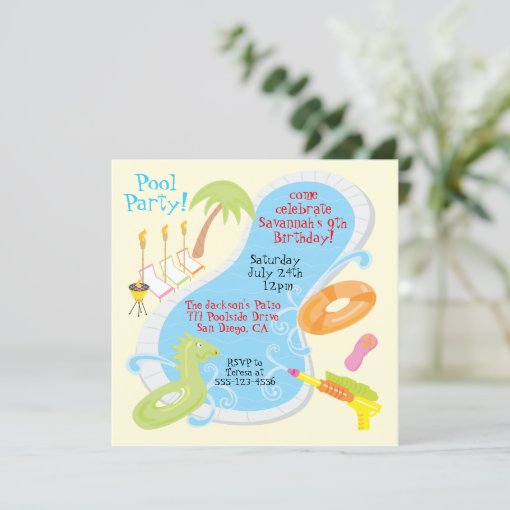 Retro Pool Party Invitations | Zazzle