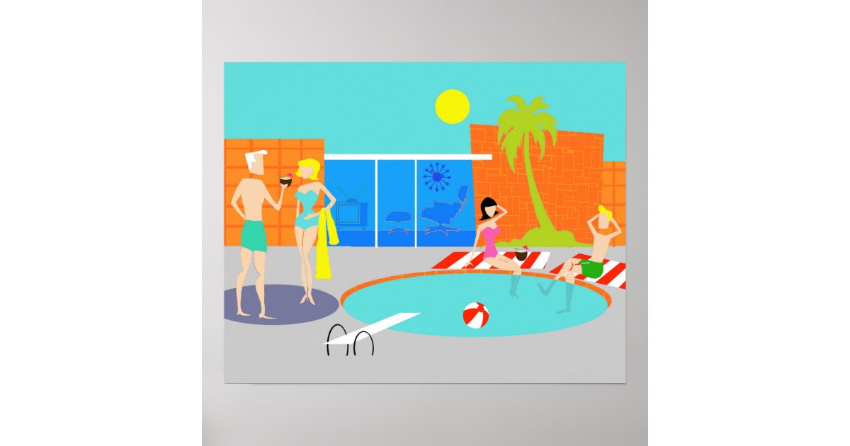 Retro Pool Party Poster | Zazzle