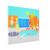 Retro Pool Party Stretched Canvas Print | Zazzle