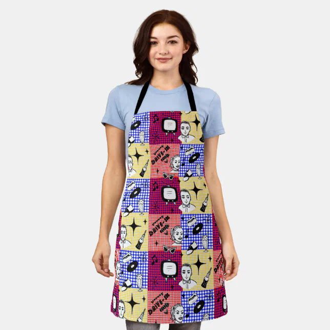Retro Pop 1950's Style Nostalgic Graphics Apron | Zazzle