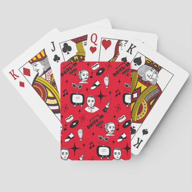 Retro Pop 1950's Style Nostalgic Graphics Poker Cards | Zazzle