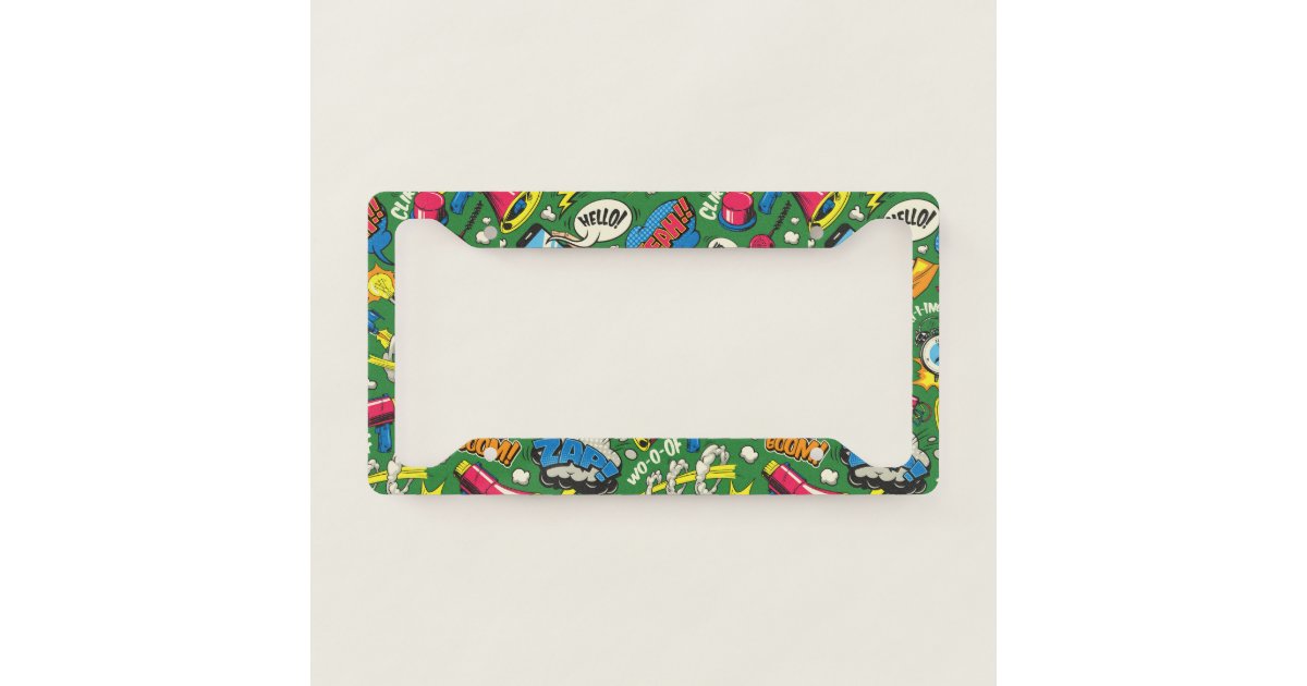 Retro Pop Art Comic Splash Colorful License Plate Frame | Zazzle