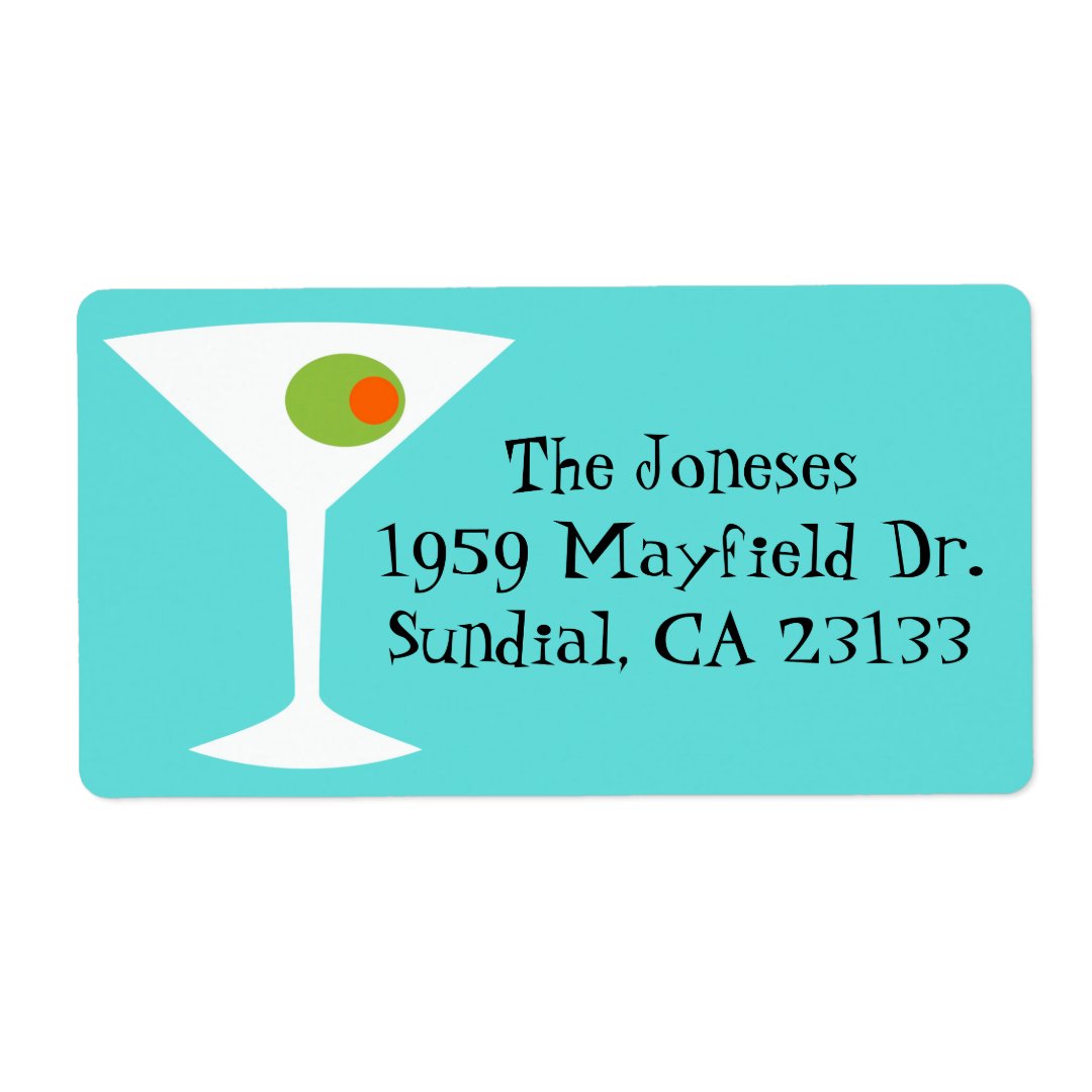 Retro Pop Art Martini Return Address Labels | Zazzle