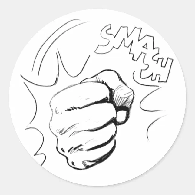Retro Pop Art Smash Sketch Sticker | Zazzle
