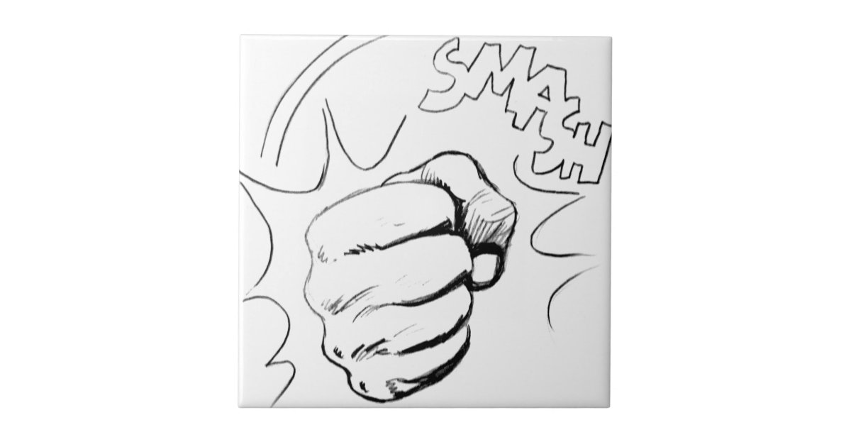 Retro Pop Art Smash Sketch Tile | Zazzle