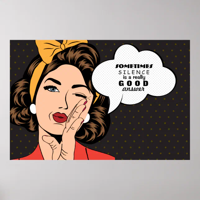 Retro Pop Art Woman Motivational Speech Bubble Poster | Zazzle