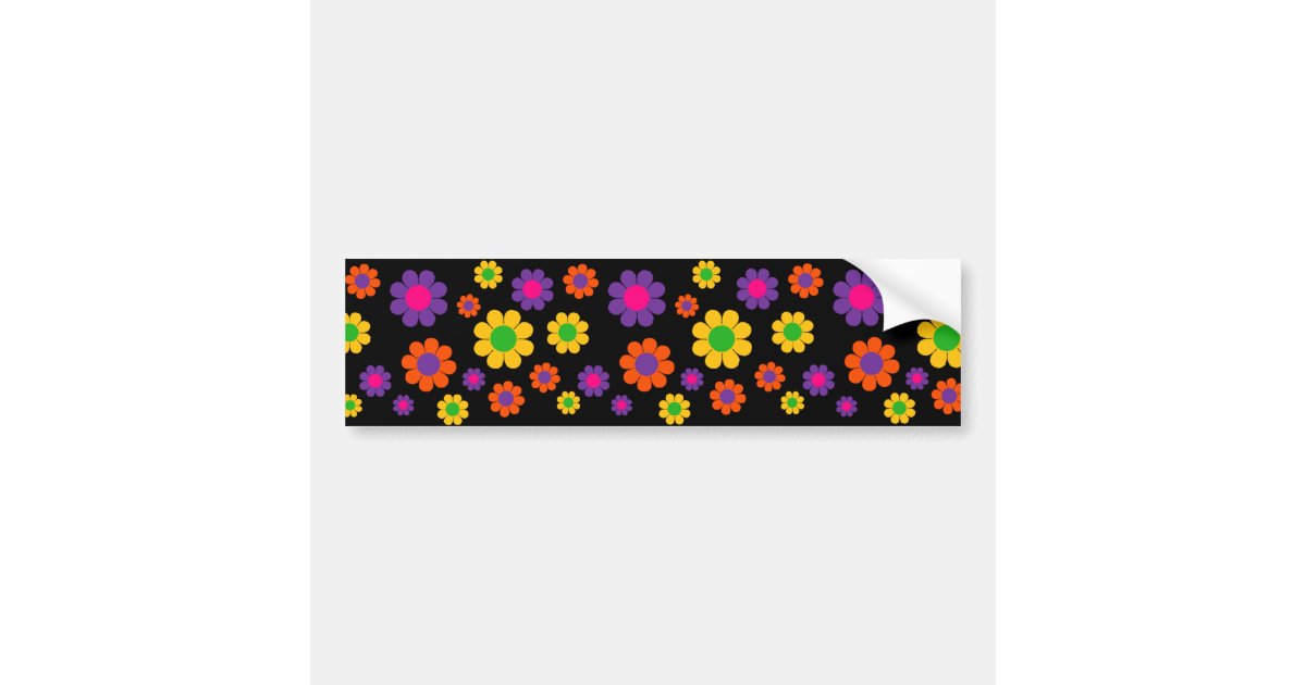 Retro Pop Flower Power Bumper Sticker | Zazzle