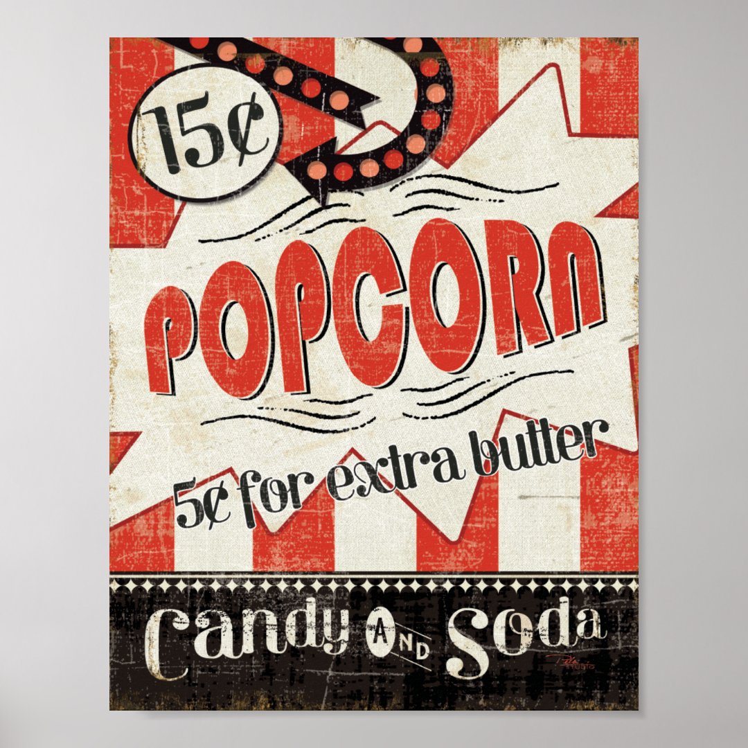 Retro Popcorn Poster | Zazzle
