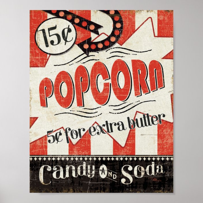 Retro Popcorn Poster | Zazzle